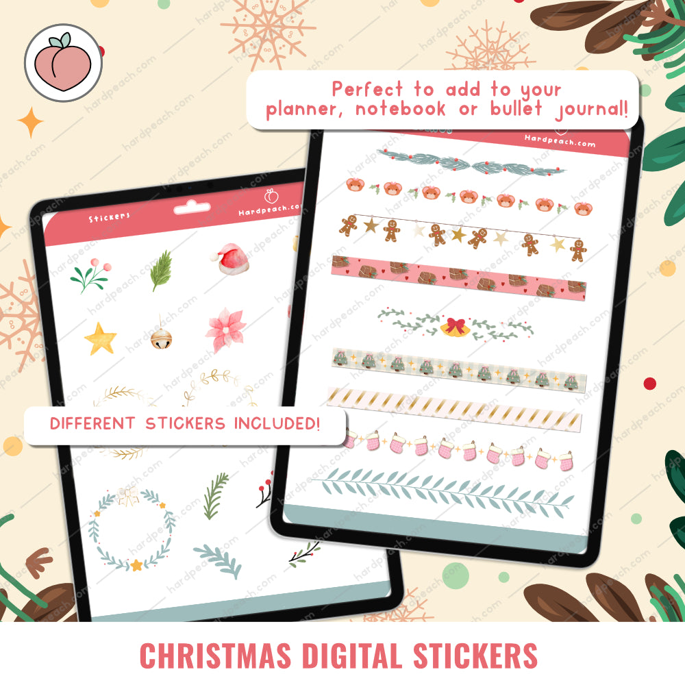 Christmas digital planner stickers | HardPeach