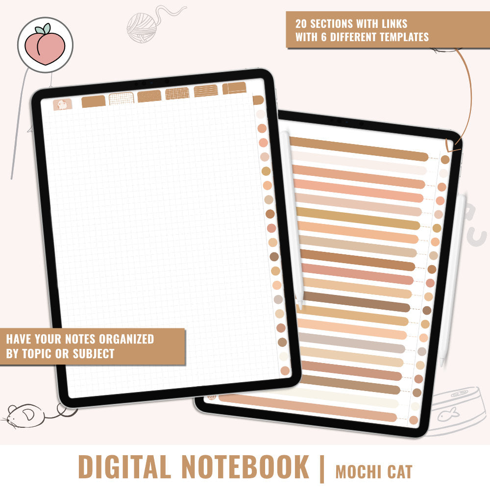 Student digital notebook | Mochi cat edition – HardPeach