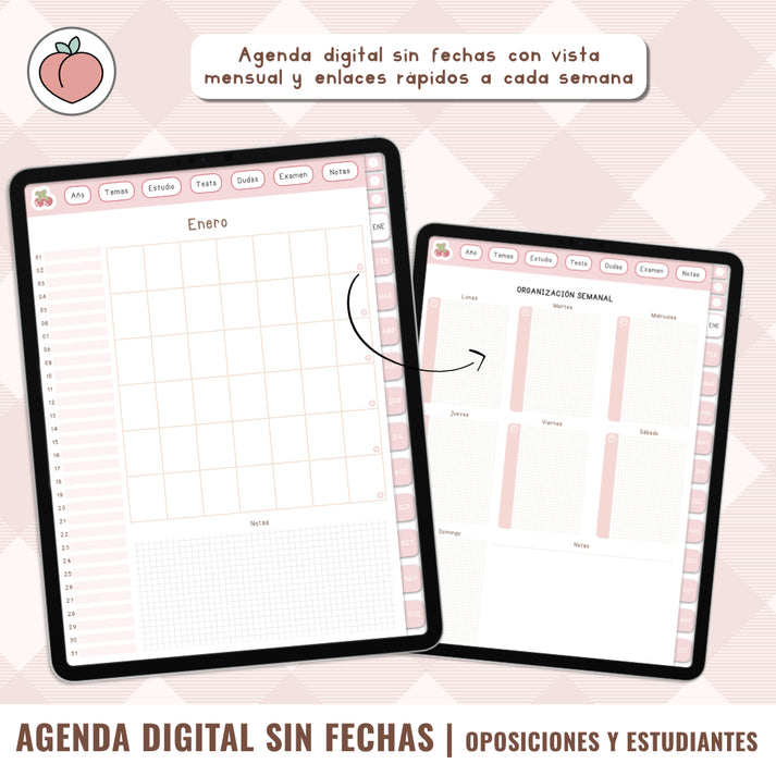 Agenda digital sin fechas para oposiciones y estudiantes | Planificador ...