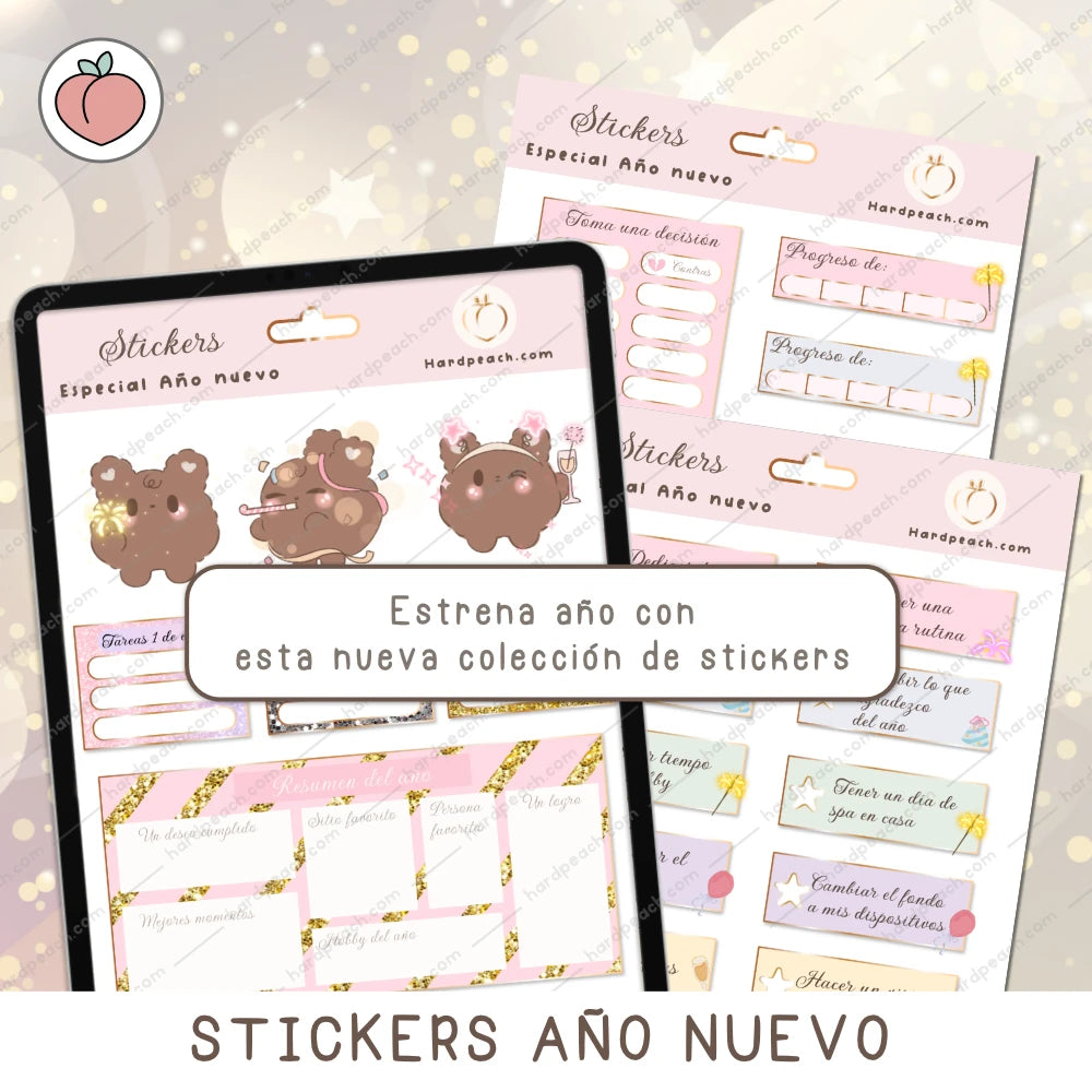 Stickers digitales de año nuevo | HardPeach