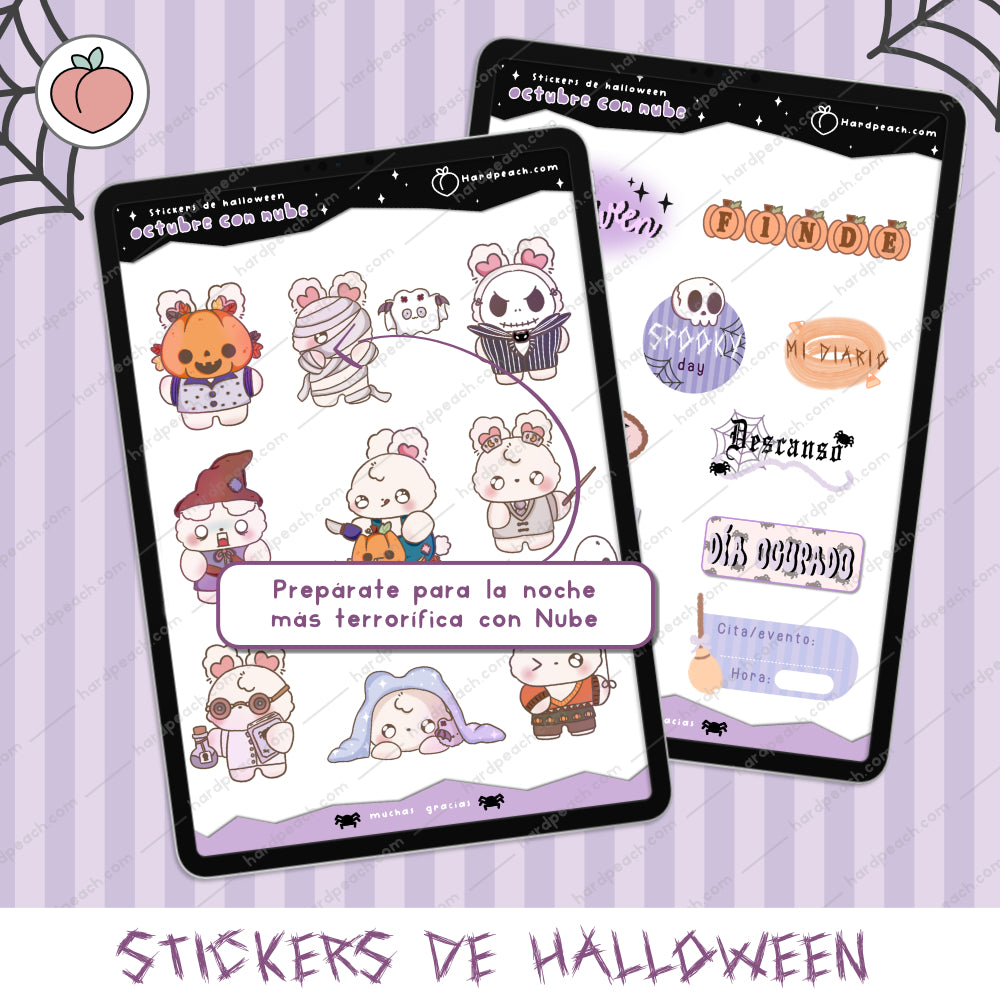 STICKERS DIGITALES DE HALLOWEEN: Colección Octubre con Conejita Nube ...