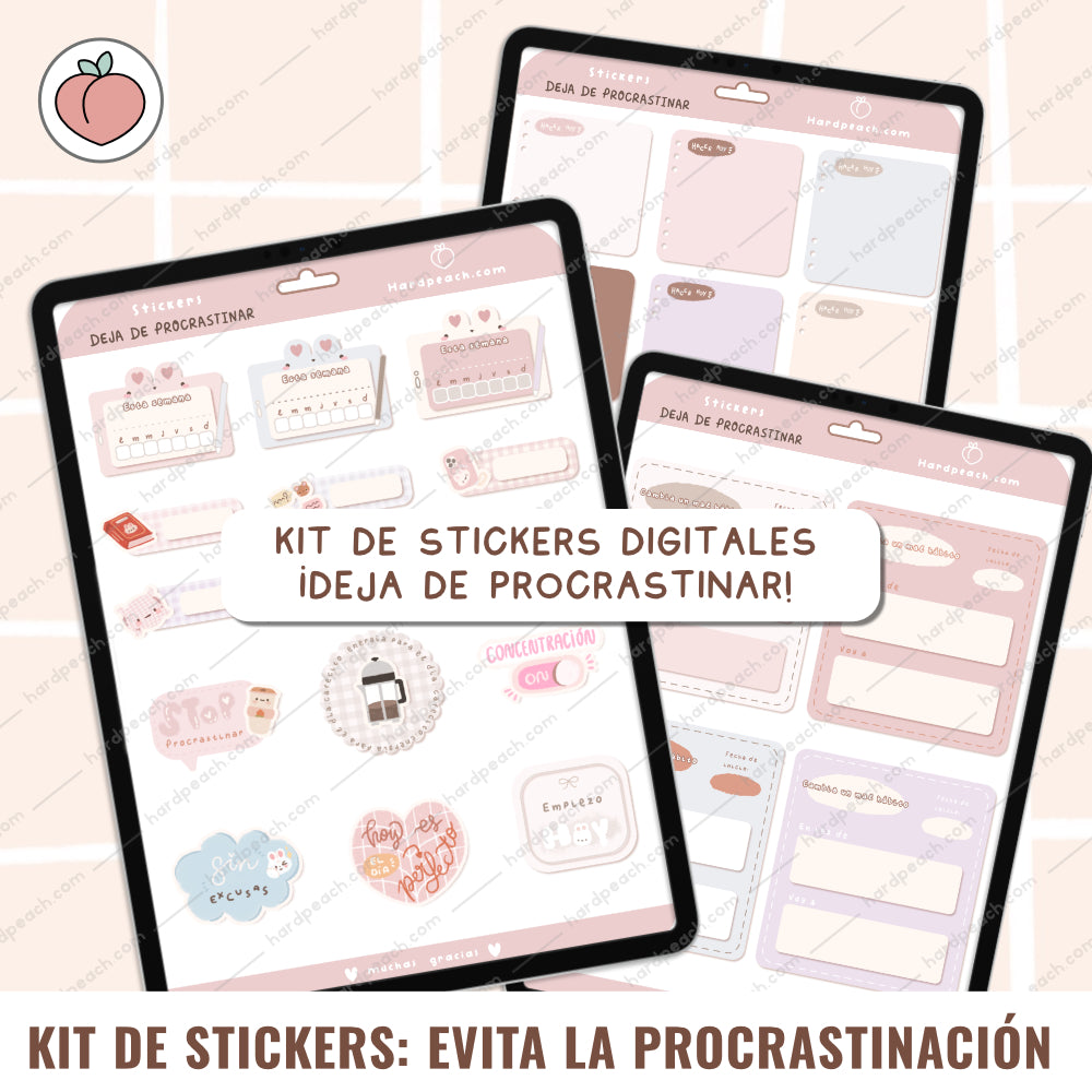 Kit de stickers digitales ¡Deja de procrastinar! – HardPeach