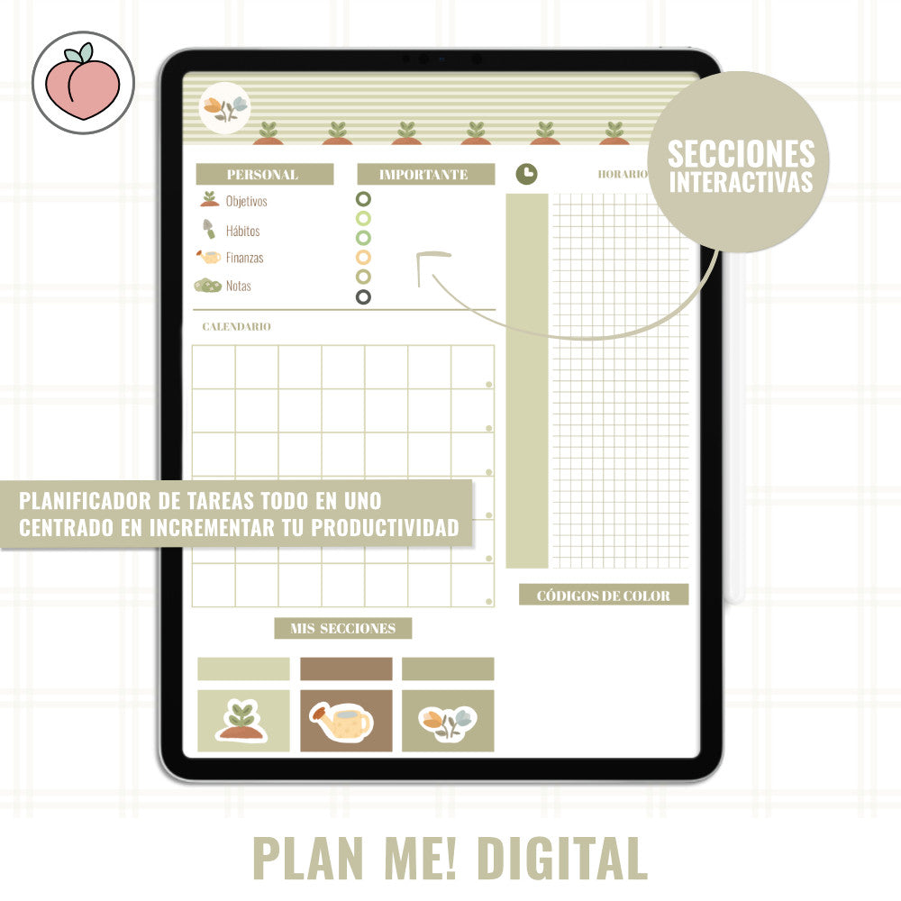 PLANIFICADOR DIGITAL MENSUAL SIN FECHAS Y REUTILIZABLE - GREEN GARDEN ...
