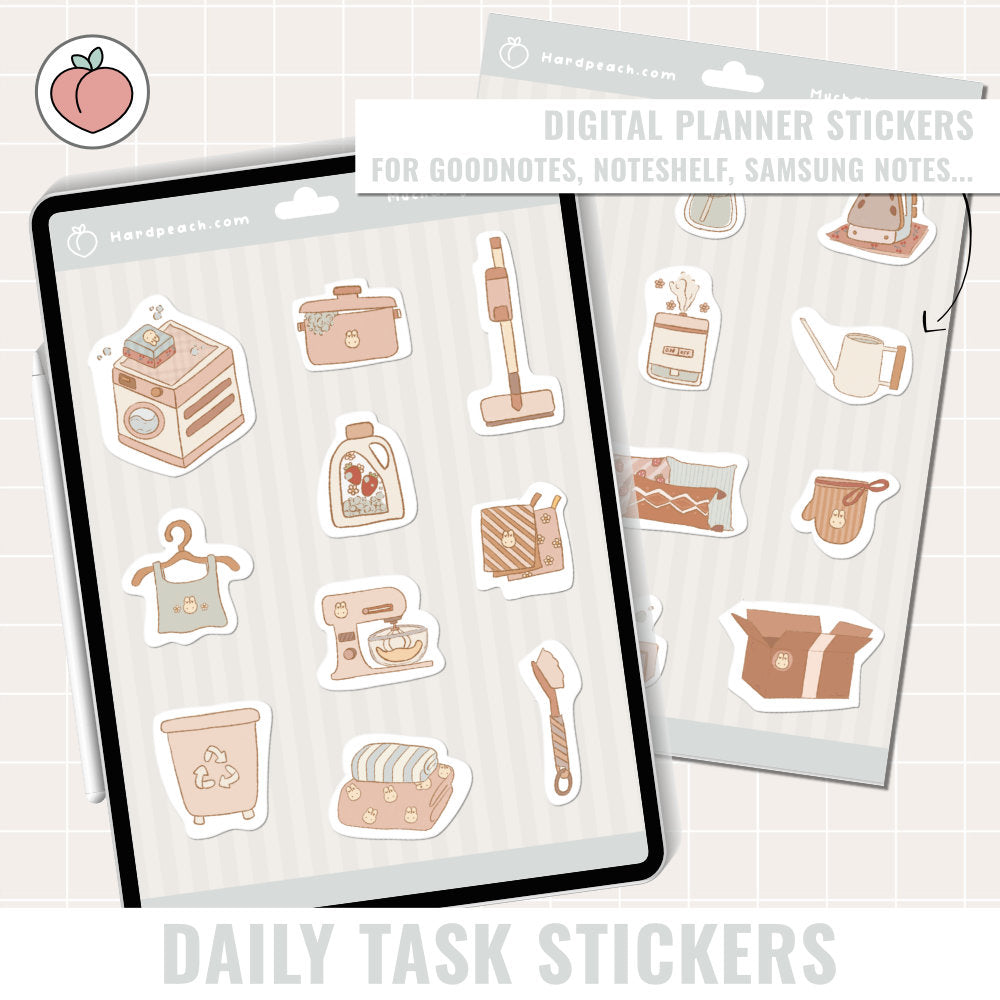 Housework Digital Planner Stickers - Versión en inglés – HardPeach