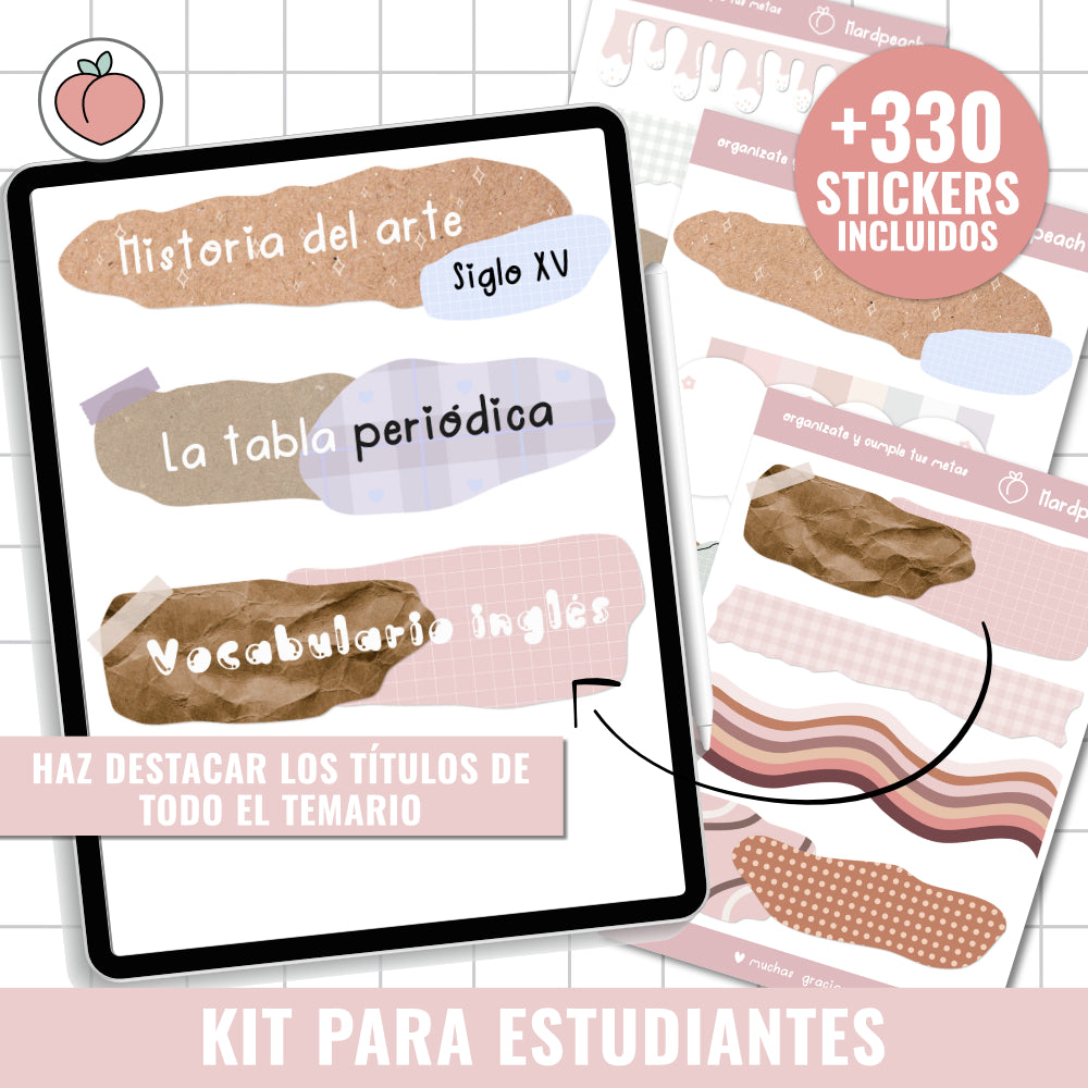 Stickers digitales para estudiantes | KIT de HardPeach